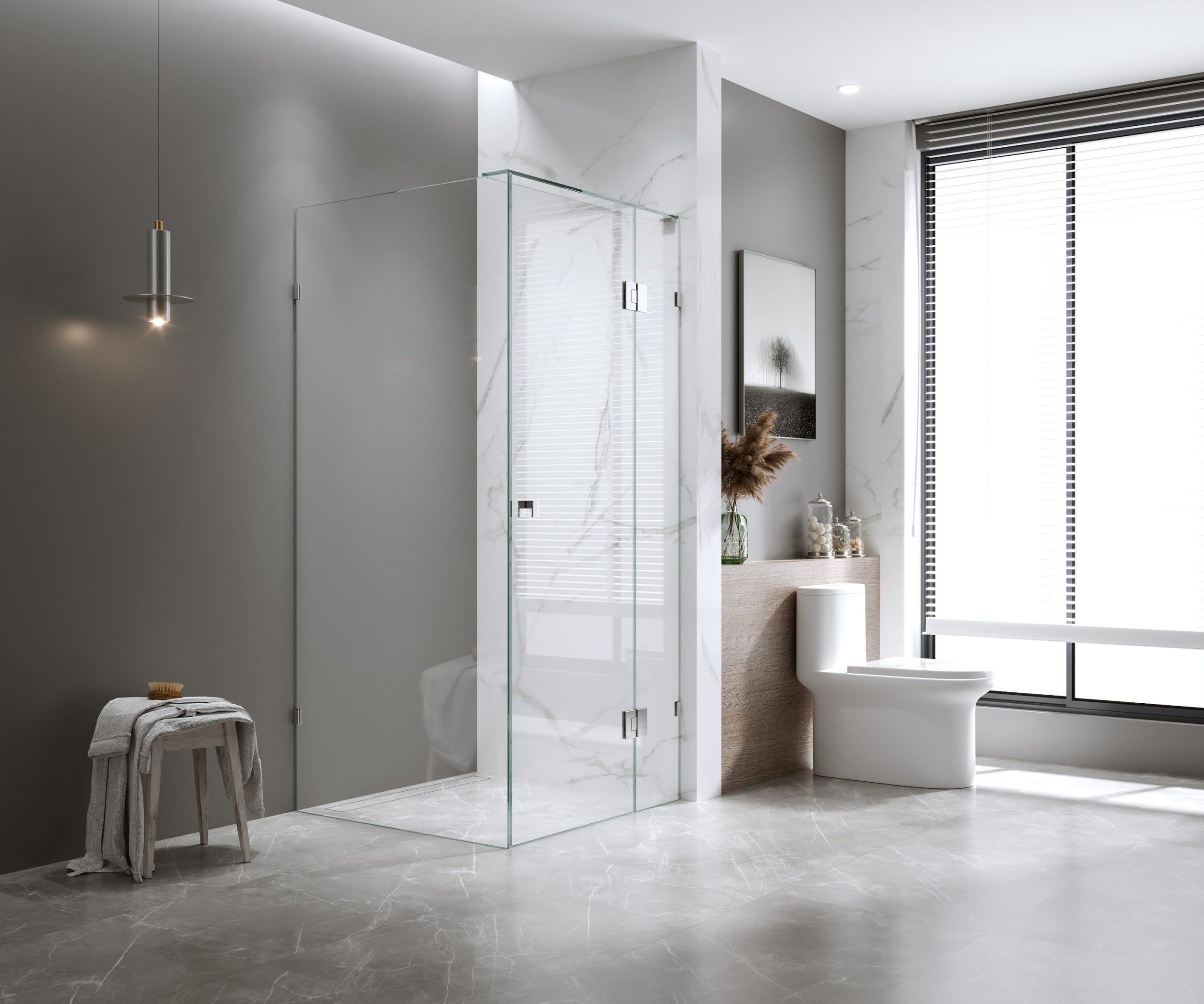 900x1200 Frameless Shower Screen - SUPPLY ONLY — GlazeX Bathware + Glazing